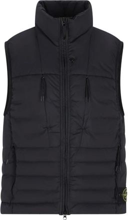 Stone Island Homme, Vestes, Bleu, Taille: XL Loom Woven Chambers Nylon Down Vest