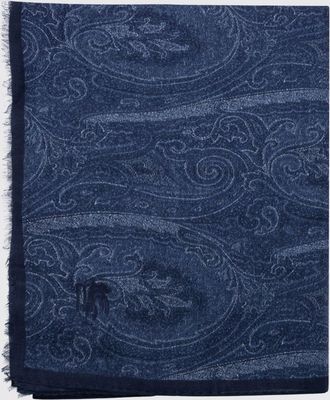 Etro &Eacute;charpe en cachemire jacquard Paisley &agrave; bords frang&eacute;s