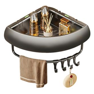 Generico Dusch-Organizer f&uuml;r Badezimmer: rostfreies Eckregal, ABS-Konstruktion, kein Bohren erforderlich, Haken f&uuml;r Handt&uuml;cher, Seife und Badartikel | Wandmont