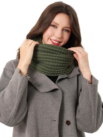 DonDon Schal Damen Winter Winterschal Strickschal Loop Schal Schlauchschal - Olivgr&uuml;n