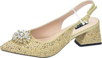 Generic Ensemble de chaussures et sacs italiens pour femme pour fête dans des chaussures de fête et des sacs à assortir, Une paire de chaussures dorées, 40.5 