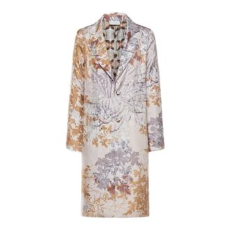 Pierre-Louis Mascia Femme, Manteaux, Multicolore, Taille: 36 FR Manteau Long Crois&eacute; avec Imprim&eacute; Botanique