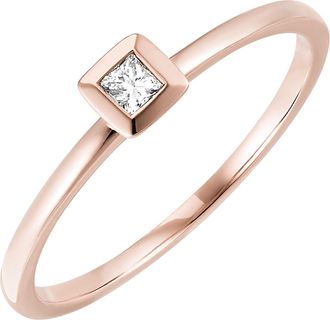 Edenly Ring Fraîcheur - Viereck - 18 Karat Roségold mit Diamant