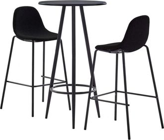 vidaXL 3-tlg. Bar-Set Stoff Schwarz Vidaxl