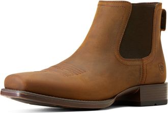 Ariat Mens Booker Ultra Square Toe Western Boots in Oily Distressed Tan, D Medium Width, Size 41.5, by Ariat