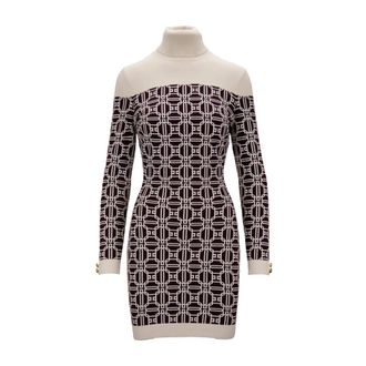 Elisabetta Franchi Kurzes Strickkleid mit hohem Kragen - - Dresses - Damen - Lila - S