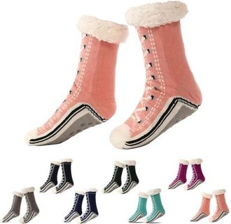 Generic Chaussettes pantoufles en cachemire ultra &eacute;paisses pour femmes, chaussettes antid&eacute;rapantes pour la maison, rose, Medium