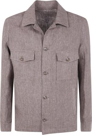 Barba Homme, Chemises, Brun, Taille: 2XL Park Linen Shirt