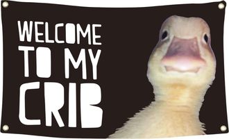 Generic Welcome To My Crib Poster,Wall Flag Dorm Room Tapestry | Duck Welcome To My Crib Flag, Parties Supplies Yard Signs, Versatile Wall Decor Banner For Be