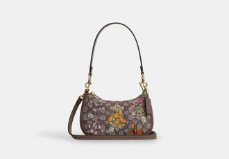 Coach Teri Mini-Umh&auml;ngetasche Aus Signature-Jacquard Mit Blumenstickerei