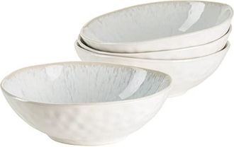 Mäser Frozen, Müslischalen Set mit gesprenkelter Glasur und organischer Formgebung, 4 Keramikschalen im aufregenden Vintage Look, Steinzeug, Weiß, 550