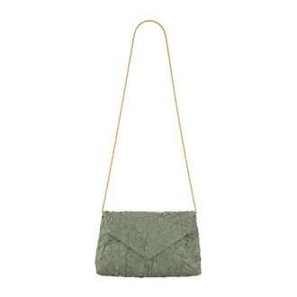 Dries Van Noten Femme, Sacs, Vert, Taille: ONE Size Crinkled Envelope Shoulder Bag