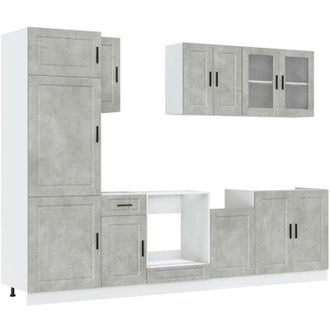 vidaXL Vidaxl - 8-tlg. K&uuml;chenschrank-Set Kalmar Betongrau Holzwerkstoff