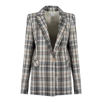Patrizia Pepe Blazer ajust&eacute; &agrave; carreaux - Femme - Vestes - Gris - Taille: 38 FR