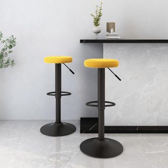 vidaXL Tabourets de bar lot de 2 jaune moutarde velours vidaXL