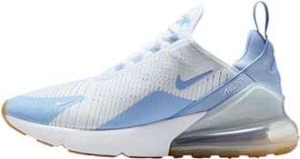Nike Nike Air Max 270 Chaussures pour femme (blanc/teinte bleue/gomme marron clair/aluminium), Teinte blanche/bleue, 38 EU