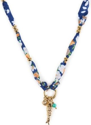 Au Printemps Paris Collier tissu avec pendentif poisson