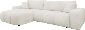 Mirjan24 Ecksofa mit Bettkasten Furyn Maxi Boucle, Eckcouch Couch mit Schlaffunktion, Wohnlandschaft, Bettfunktion, Design L-Form Sofa, Seite Universal (Coral 