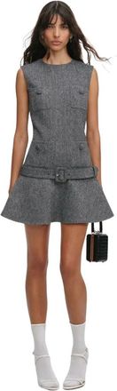 Self Portrait Femme, Robes, Gris, Taille: 40 FR Herringbone Flared Mini Dress