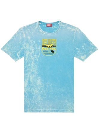 Diesel t-shirt T-JUST-N17 &agrave; effet us&eacute; - Bleu