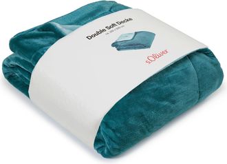 s.Oliver Doublesoft Kuscheldecke 150x200 - super kuschelig & warm, Polyesterflausch Decke Petrol blau