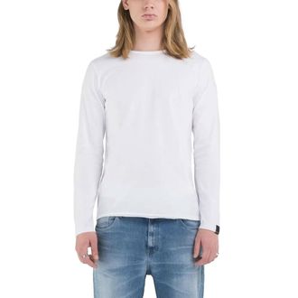 Replay Herren Langarmshirt aus Baumwolle, Wei&szlig; (White 001), L