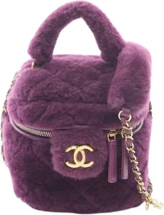 Chanel Sac bandouli&egrave;re Matelasse en agneau et peau lain&eacute;e Pre-owned - Femme - Pre-owned - Violet - Taille: ONE Size