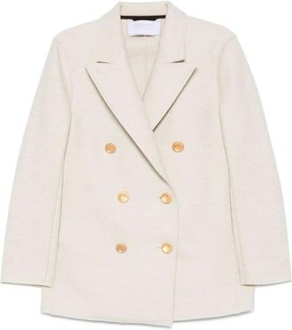 Harris Wharf London Femme, Manteaux, Beige, Taille: 42 FR Blazer crois&eacute; en laine