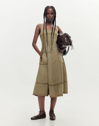 Desigual Midikleid in Cremewei&szlig; mit N&auml;hten-Neutral