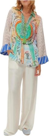 Me369 Femme, Blouses et Chemises, Multicolore, Taille: 44 FR Tunique Lotus Chakra