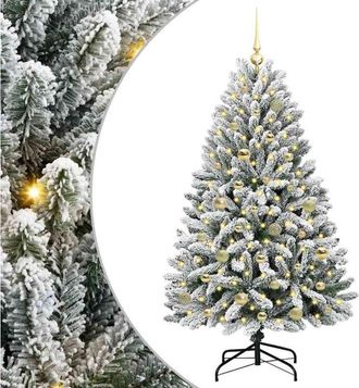 vidaXL K&uuml;nstlicher Weihnachtsbaum Gr&uuml;n und Wei&szlig; 150 cm PVC und Metall vidaXL