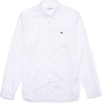 Lacoste Herren Oberhemd Langarm CH2933, Männer Hemd,Button-down,einfarbig,Regular Fit,Weiß,46