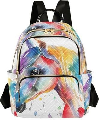 Mnsruu Mini sac à dos pour femme Motif tête de cheval aquarelle Petit sac à dos tendance Sac à dos décontracté, Multi88, M
