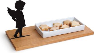 side by side Keksschale - Schale - Engel - Porzellan - Holz - 27x12x10,5cm