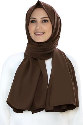Lina & Lily Medina &Eacute;charpe en soie opaque pour femme Hijab, caf&eacute;, Taille unique