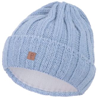 Faera M&uuml;tze Damen Beanie Winterm&uuml;tze gef&uuml;ttert Grobstrick Fleecefutter M&auml;dchen Strickm&uuml;tze 75, Farbe:Hellblau