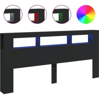 vidaXL LED-Kopfteil Schwarz 220x18,5x103,5 cm Holzwerkstoff Vidaxl