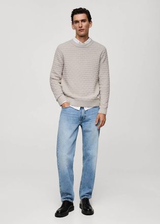 Mango Strickpullover in Wickel-Optik sandfarben - Herren - M - MANGO MAN