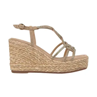 Alma En Pena Alma EN Pena, Femme, Chaussures, Beige, Taille: 37 EU Bandes entrelacées en coin