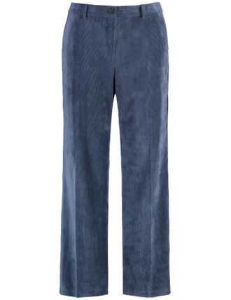 Samoon Damen Feine Cordhose mit weitem Bein Carlotta unifarben regul&auml;re L&auml;nge Dark Lake Blue 46