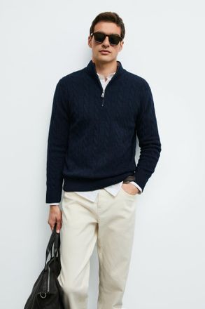 Lufian Herren Troyer-Pullover mit Rei&szlig;verschluss