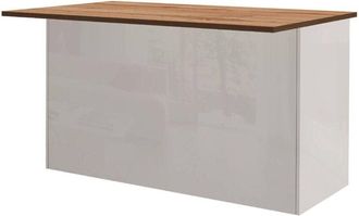 Dmora K&uuml;cheninsel Patrizio, zus&auml;tzlicher Ablagetisch, 3-t&uuml;riger K&uuml;chenschrank, 100 % Made in Italy, 155 x 90 x 90 cm, gl&auml;nzendes Wei&szlig; und Schiefer - Dmora