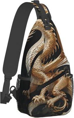 Generic R&eacute;glable Sacoche Homme Bandouliere Roi Dragon Cool Sac &agrave; Bandouli&egrave;re Multifonction Sac DEpaule pour Voyage Cyclisme Randonn&eacute;e