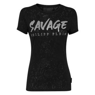 Philipp Plein Femme, Tops, Noir, Taille: 40 FR T-Shirt Col Rond