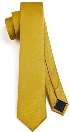 Hisdern Cravate fine unie en soie pour homme - Classique - Formelle élégante - Pour mariage, fête, affaires - 6 cm, Or 1., taille unique