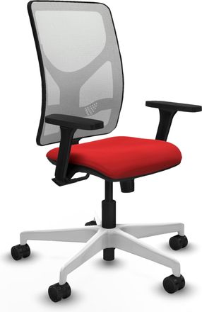 Piqueras y Crespo Schreibtischstuhl f&uuml;r Telearbeit, mit 3D-Armlehnen, h&ouml;henverstellbare Lendenwirbelst&uuml;tze, ausgestattet mit 3 Positionen und Schneideschaum, Wei&szlig;/Rot