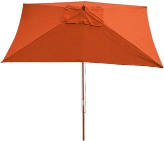 Hhg Parasol en bois, parasol de jardin Florida, parasol de march&eacute;, rectangulaire 2x3m, terre cuite