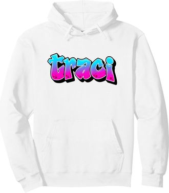 BDAZ Traci Graffiti Personalisierter Name Blau Rosa Frauen M&auml;dchen Pullover Hoodie