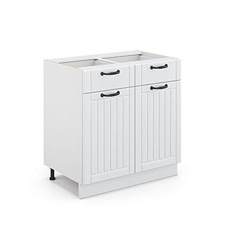 Vicco Meuble Cuisine Fame-Line, Blanc Campagne/Blanc, 80 cm sans Plan de Travail