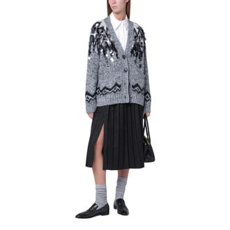 Roberto Collina Maglia Cardigan Lungo - Femme - Pulls - Gris - Taille: 38 FR